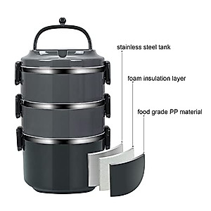 SHUCHENGMAOYI Insulated Food Container,Bento Stackable Lunch Box,3 Layers stainless steel bento lunch box thermal bento box Leakproof Food Storage Container with Lunch Bag & Cutlery