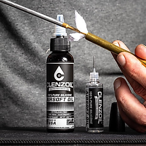 CLENZOIL Airsoft Oil | 100% Silicone Air Gun Oil & Airsoft Chamber Lube | All Purpose Airsoft Silicone Oil Lubricant for Airsoft Pistol & Air Rifle | 2 oz Bottle & 0.5 oz Needle Oiler Combo Pack