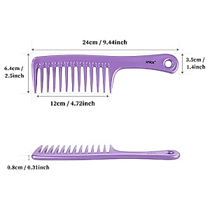 xnicx 3pcs Wide Tooth Comb Set,Detangling Hair Comb for Curly,Wet,Thick Hair,Hair Brush Shower Comb Detangler Hair Wide Comb with Care Handgrip Comb Styling Comb for Women,Men Macaron Purple