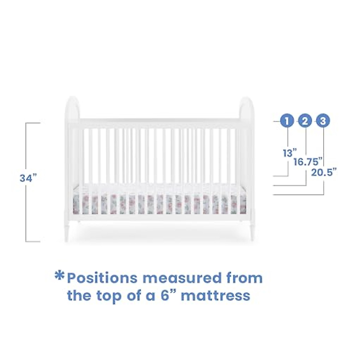 Delta Children Madeline 4-in-1 Convertible Crib - Woven Cane Mesh Panels, Includes Conversion Rails, Greenguard Gold Certified, Bianca White/Textured Almond