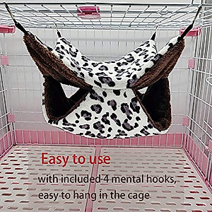 ELEpure Small Animal Pet Hanging Hammock for Cage, Leopard Print Double Bunkbed Hammock for Ferret Hamster Parrot Guinea Pig Chinchilla Flying Squirrel Sleeping Playing (S: 7.9x7.9/20x20cm, Grey)
