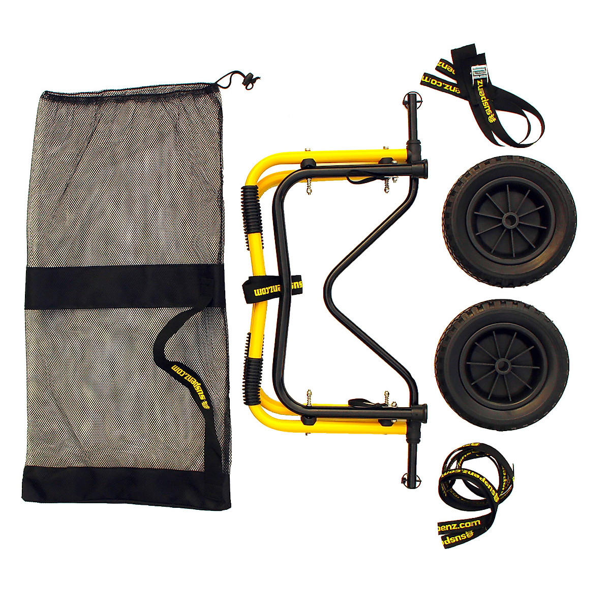 Suspenz Kayak Canoe Trailer Cart, Heavy Duty Kayak Transport Dolly with Airless Wheels, Yellow, 22-6699