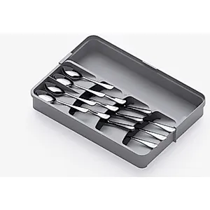 Lifewit Silverware Drawer Organizer, Expandable Utensil Tray for Kitchen, Adjustable Flatware and Cutlery Holder, Compact Plastic Storage Organization for Spoons Forks Knives, Gray