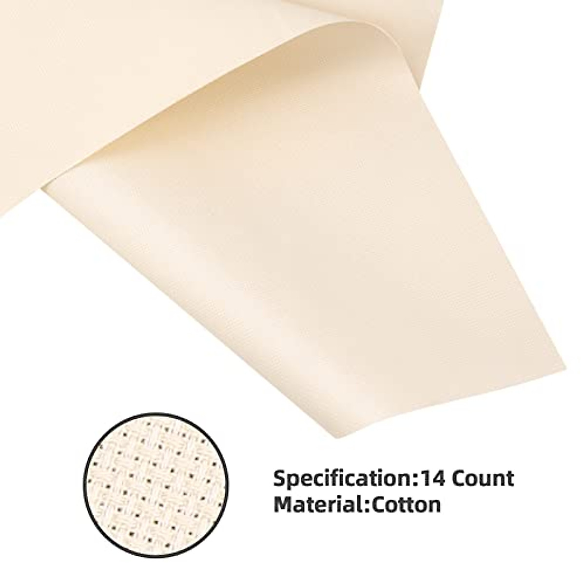 Caydo Aida Cloth 14 Count Light Beige Cross Stitch Cotton Fabric for Crafts and Needlework, 25.6 x 39 inch