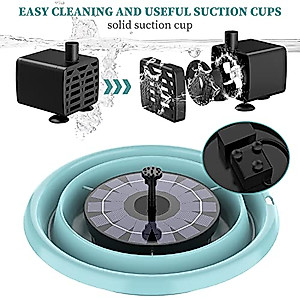 AMZtime Solar Fountain with Collapsible Basin DIY Kit, 2.5W Solar Water Fountain with 6 Nozzles, with Collapsible Basin, Solar Powered Water Fountain DIY Kit for Garden, Ponds, Pool, Fish Tank,Outdoor