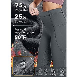 baleaf Women's Winter Riding Pants Full Seat Breeches Fleece Horse Equestrian Tights Horseback Leggings Pockets Grey M