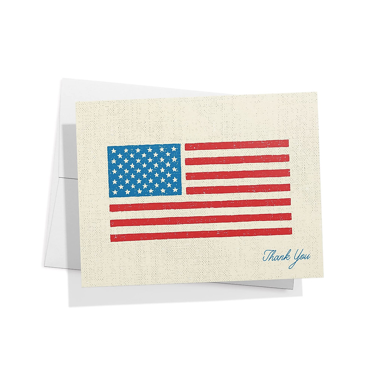 Twigs Paper - American Flag Thank You Cards - Blank Patriotic Stationary Cards w/Envelopes - Greeting Card for Veteran's Day, Memorial Day, 4th of July & More - Made In USA - 5.5" x 4.25" (Set of 12)