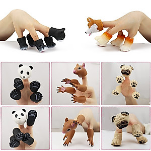 MIMIDOU Cute Animal Finger Puppets Toys 5 Set, Panda, Squirrel, cat, Shiba Inu, Pug, Role-Telling Animal Puppets, an Excellent Gift for Kids.