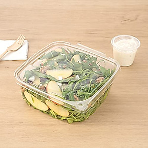 Restaurantware Tamper Tek 64 Ounce Take Out Containers 100 Tamper-Evident Deli Containers - Hinged Lid Freezable Clear Plastic Meal Prep Containers Disposable For Carry Out Or Lunches