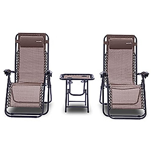 SereneLife Zero Gravity Lounge Chair, One Size, Brown
