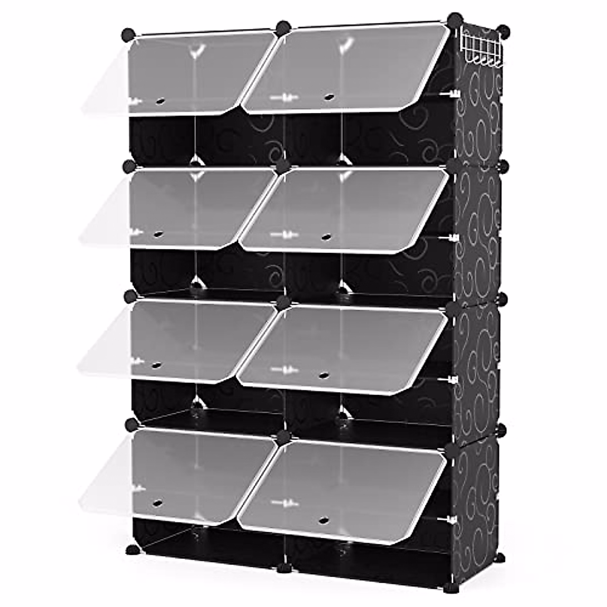 ROJASOP Shoe Rack Organizer, 8-Tier Shoe Organizer 32 Pairs Portable Shoe Rack Organizer Shoes Storage Cabinet Shoe Racks for Closet Entryway Bedroom (Black, 2 by 8)