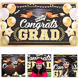 Didiseaon Graduation Backdrops for Photography 2023 Graduation Porch Sign Graduation Party Banner 2023 Graduation Backdrop Party Backdrop Curtain Gold Decor Prom Graduation Season Polyester
