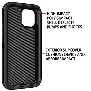 Regsun for iPhone 11 Case,Shockproof 3-Layer Full Body Protection [Without Screen Protector] Rugged Heavy Duty High Impact Hard Cover Case for iPhone 11 6.1-inch,Black