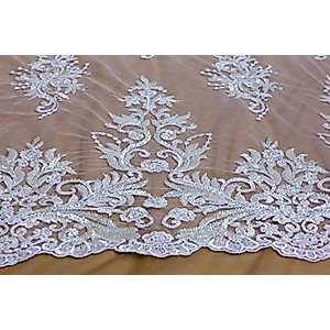Special Design La Belleza Beading lace Fabric 53" Width Beautiful Patterns Easy to Cut for Wedding Dress Pure White lace Fabric 2 Yards