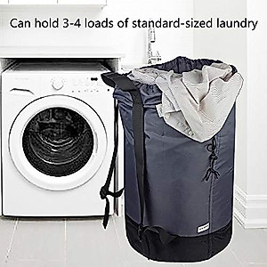 UniLiGis Washable Laundry Bag Backpack, Large Clothes Hamper Bag to Hold 4 Loads of Laundry, 2 Strong Adjustable Shoulder Straps with Drawstring Closure for Travel, Camping or College, Grey