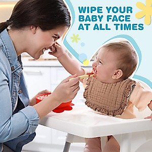 Frienda 10 Pcs Muslin Baby Bibs Cotton Bandana Drool Bib Baby Burp Cloths Drool Teething Bibs for Newborn Baby Girl Boy (Dark Color)