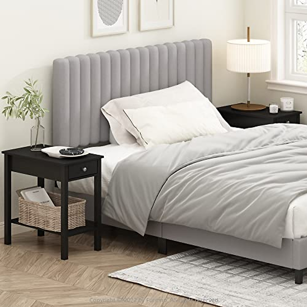 Furinno Classic Rectangular Side Table with Drawer, Set of 2, Americano