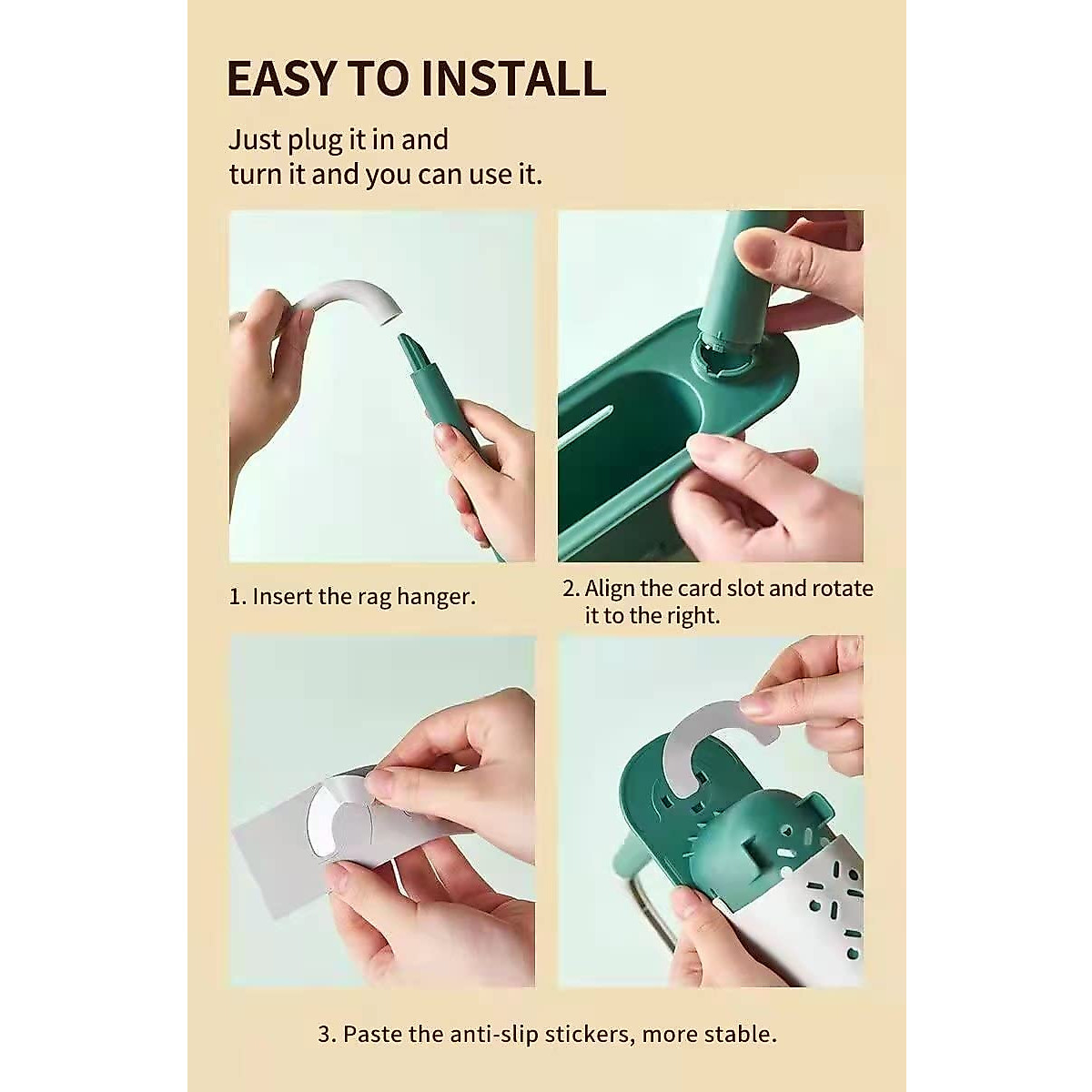 Telescopic Sink Sponges Storage Rack, 11.8 -17.7inch Adjustable Soap Sponge Organizer for Kitchen Sponge and Soap Expandable Storage Drain Basket with Dishcloth Hanger…