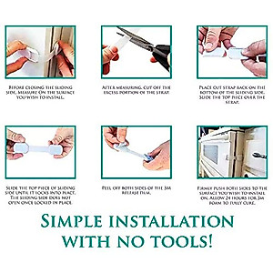 18 Pieces Baby Safety Proofing Kit- 6 Strong, Sturdy Adjustable Latches (Bonus Extra 6x3M Adhesives) + 4 Cabinet Locks+ 4 Corner Protectors and 4 Electrical Socket Plugs- No Tools Needed! (White, 18)