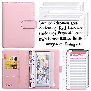 SKYDUE Budget Binder with Zipper Envelopes & Expense Budget Sheets,Money Binder with Cash Envelopes for Budgeting and Saving Money