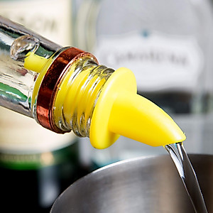 (12-PCS-Yellow) Free Flow Liquor Pourers Bottle Pour Spouts Speed Pourers