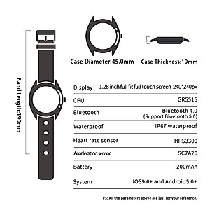 MEGIR Bluetooth Touchscreen Sports Smart Watch for Men and Women Unisex IP67 Waterproof Smartwatch with Fitness Tracker and Heart Rater (BDZL2BK)