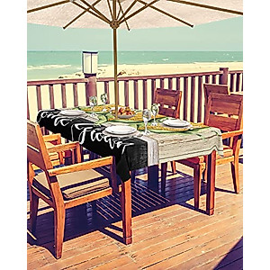 EZON-CH Outdoor Tablecloth with Umbrella Hole Zipper 60"x84", Farm Corn Rustic Wood Grain Rectangle Waterproof Table Cloth Table Covers for Dining, Garden, Courtyard, Patio, Camping, Picnic