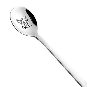 CJ&M Funny Spoons, Bout to Stir Up Some Shit, Laser Engraved Stainless Steel Spoons, Funny Gifts, Gifts For Grandma, Gifts For Mom, Friends,Family, Housewarming