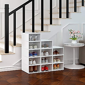 HOMIDEC Shoe Box, 12 Pack Shoe Storage Boxes Shoe Boxes Clear Plastic Stackable, Shoe Organizer Containers with Lids for Women/Men