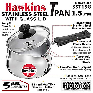 Hawkins Tpan Stainless Steel Saucepan Tea Pan, Small, Silver
