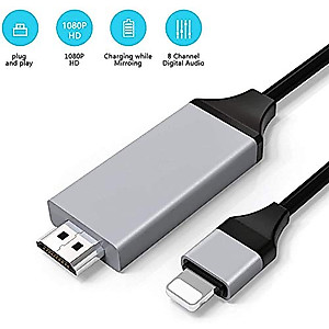 [Apple MFi Certified] Lightning to HDMI Adapter, HDTV Cable Adapter Compatible with iPhone,iPad,iPod 1080P Digital AV Sync Screen Connector on HD TV Monitor Projector-NO Need Power Supply (6.6 Feet)