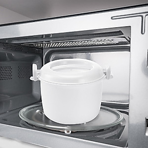 Microwave Rice Cooker Rice Steamer: Round Microwave Food Container Microwaveable Rice Pasta Cooker Microwave Rice Steamer for Rice Chicken Pasta