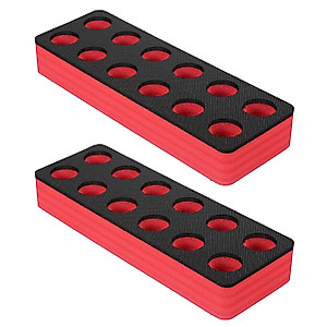 Polar Whale 2 Shot Glass Holders Organizer Modern Tray for Home Kitchen Bar or Club Party Durable Red and Black Durable Foam Serving Rack 14.5 Inches Wide Each Holds 12 Shots