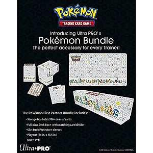 Ultra Pro Pokémon: First Partner Accessory Bundle - Includes: Storage Box for 700+ Sleeved Cards, Deck Box, 65ct Deck Protector Sleeves, Playmat (24"x13.5")