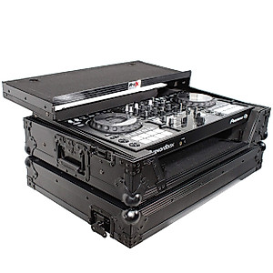 ProX XS-DDJ800 WLTBL Flight Case For Pioneer DDJ-800 Digital Controller W-Sliding Laptop Shelf and Wheels & 1U Rackspace-Black on Black