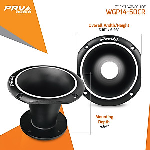 PRV AUDIO WG14-50CR 2″ Exit Waveguide – Die Cast Aluminum Wave Guide – 45° x 45° Bolt-on (Single)