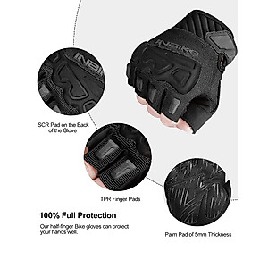 INBIKE Cycling Bike Gloves Padded Half Finger Bicycle Gloves Shock-Absorbing Anti-Slip Breathable MTB Road Biking Gloves for Men/Women