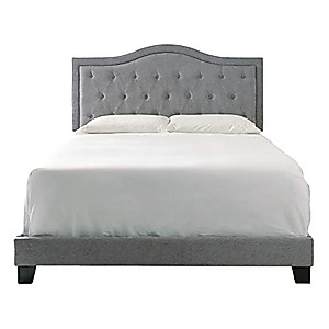 Signature Design by Ashley Jerary Queen Upholstered Tufted Bed Frame, Light Gray