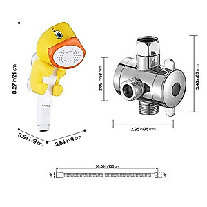 KAIYING Children's Handheld Shower Head,Cartoon Water Flow Spray Shower Head Baby Kids Toddler Bath Bathing Accessories (I :Showerhead(Duckie)+Hose+Diverter)