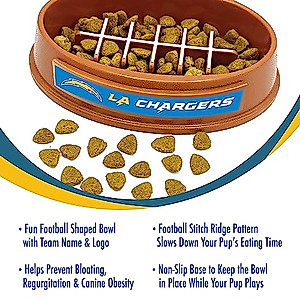 NFL Super-Bowl - Los Angeles Chargers Slow Feeder Dog Bowl. Football Design Slow Feeding Cat Bowl for Healthy Digestion. Non-Slip Pet Bowl for Large & Small Dogs & Cats