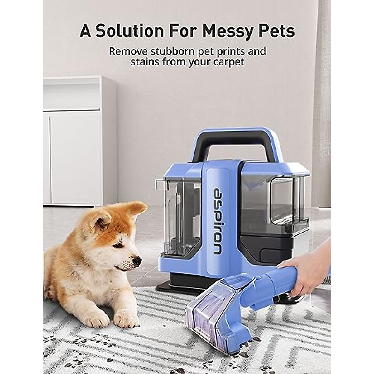 Aspiron CA031B-US-5 Carpet Cleaner Machines, 1.08L, Blue