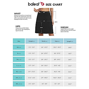 BALEAF Women's 20" Golf Skirts Knee Length Skorts Athletic Modest Long Acitive Casual Pockets UV Protection Black L