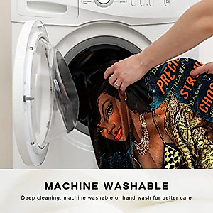 Drawpro Black Girl Throw Blanket African American Queen Blanket Black Women Inspirational Blanket for Girl Warm Soft Fuzzy Flannel Blanket Bed Couch Sofa Chair Office Camping Fluffy Cozy 50"X40"