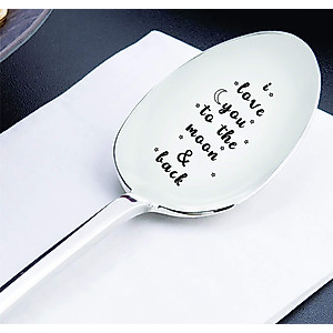 I love you to the moon and back - Valentine Couple Anniversary Spoon Gift - Engraved Spoon Gifts