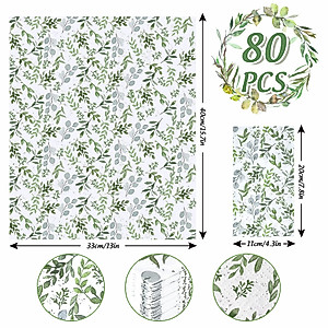 AnyDesign Greenery Guest Napkins 3 Ply Disposable Green Leaves Napkins Spring Summer Plants Dinner Hand Napkin for Wedding Baby Shower Party Supplies Kitchen Bathroom Table Decor, 80 Pack