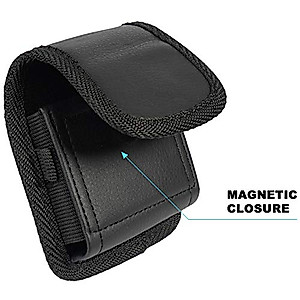 Case for RAZR Flip Phone, Nakedcellphone Black Vegan Leather Vertical Pouch [with Belt Loop, Metal Clip, Magnetic Closure] for Motorola Moto RAZR+ 2023/2020/2019