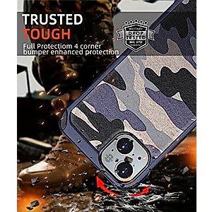 YOVIAKK for iPhone 13 Mini 5.4 Inch Camo Case Military Grade Armor Hybrid Phone Case [Camouflage Design] Heavy Duty Tough Rugged Case for Boys Men, Blue