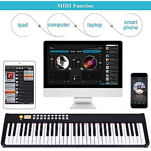 Costzon BX-II 61-Key Portable Keyboard Piano, Electric Keyboard Digital Piano w/Semi Weighted Keys, USB/MIDI Keyboard, Sustain Pedal, Power Supply & Carrying Case for Beginners Adults Kids, Black