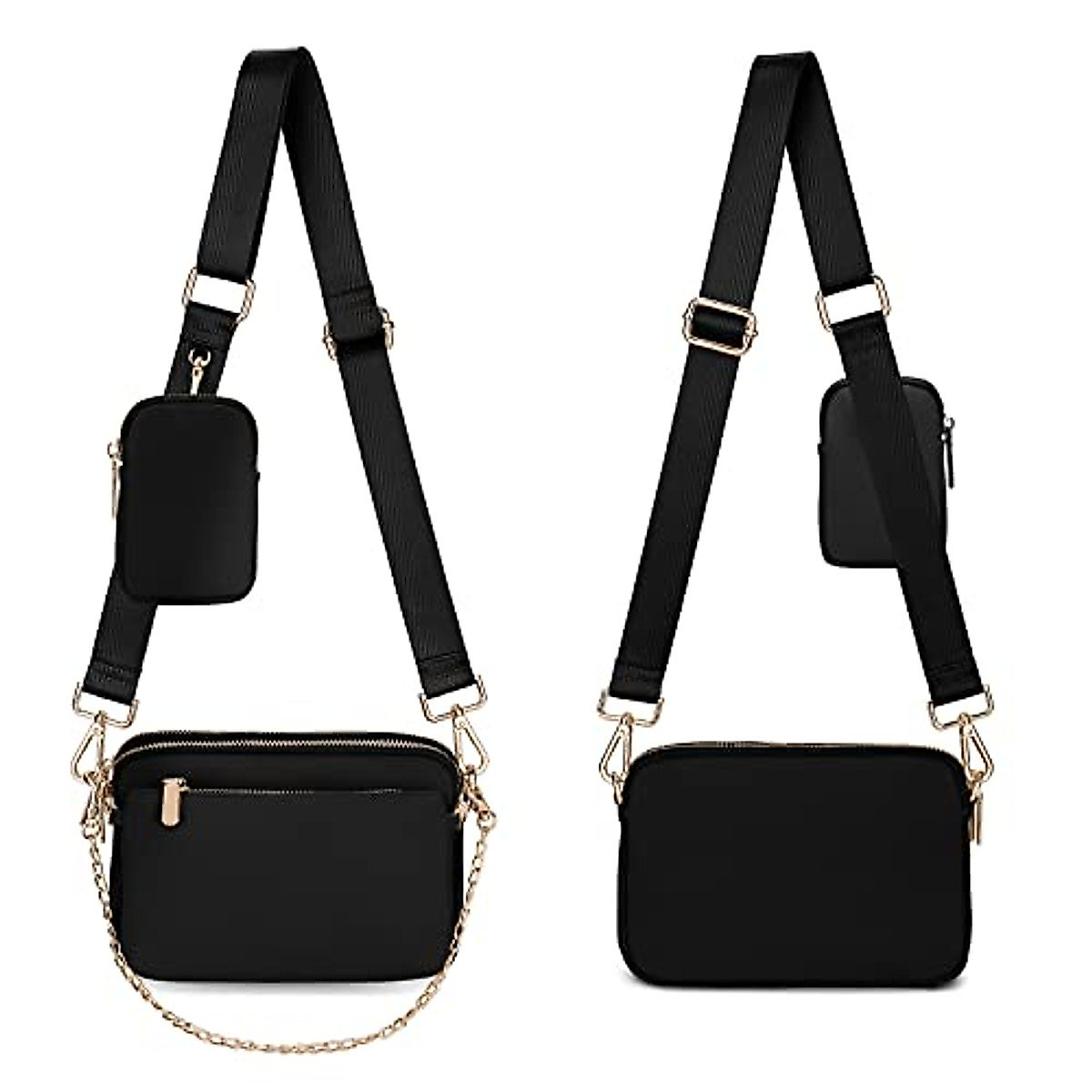 Uromee Corssbody Bags for Women Vegan Leather Fashion Shoulder Purse Fanny Pack Belt Bag Travel Hiking Detachable Pouch Adjustable Strap