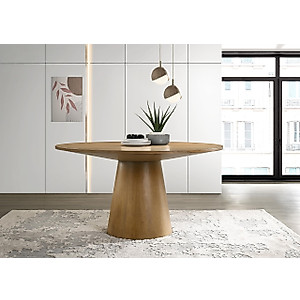LILOLA LIVING Jasper Driftwood Finish 47" W Contemporary Round Dining Table with Pedestal Base